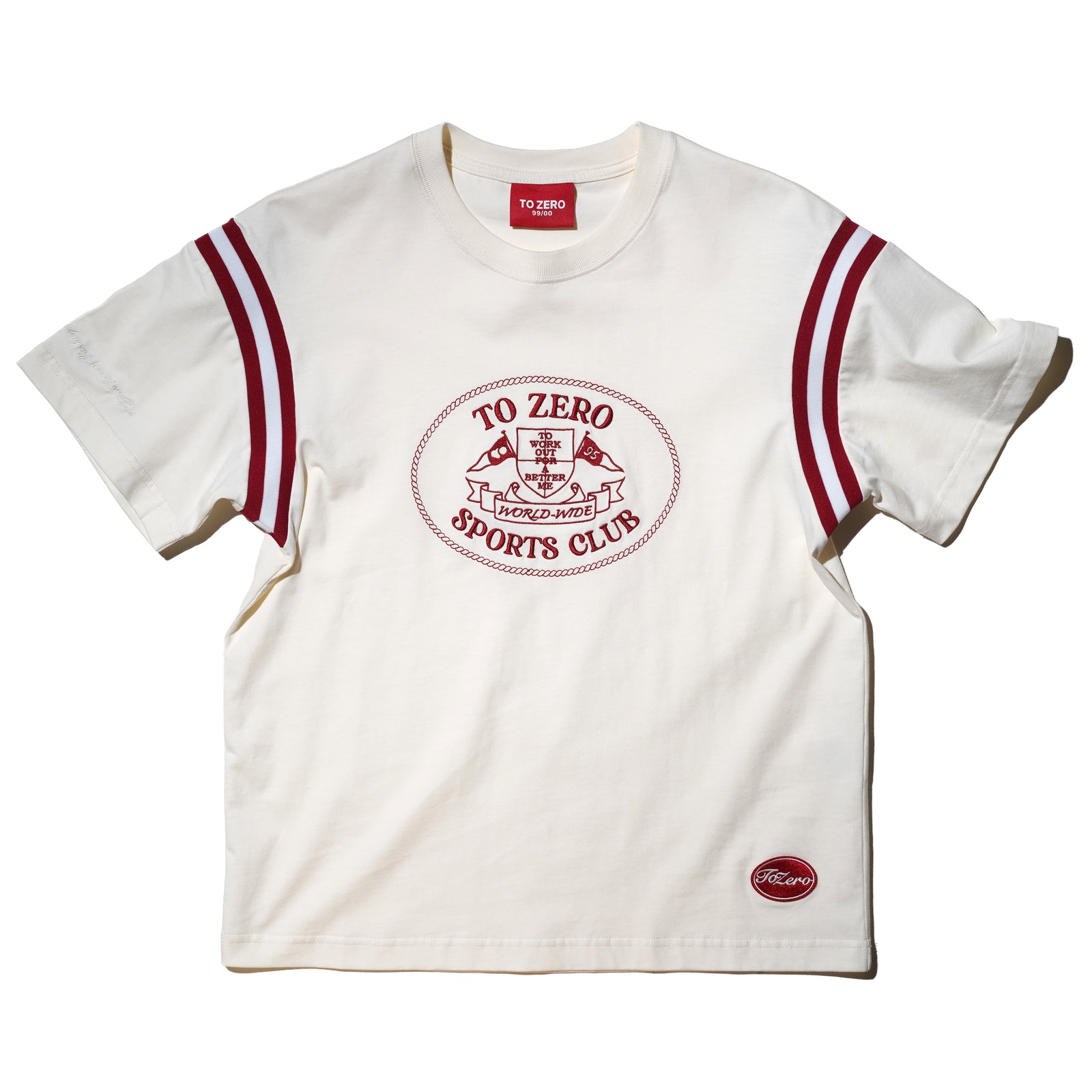 TO ZERO 'SPORTS CLUB' SHOULDER INSET T-SHIRT ( OFF WHITE )